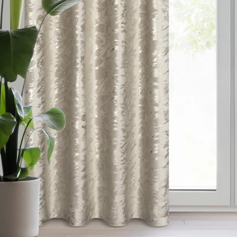 Zasłona welwetowa, ciemnobeżowy, złoty z błyszczącym nadrukiem 140x250 cm złota przelotka ...